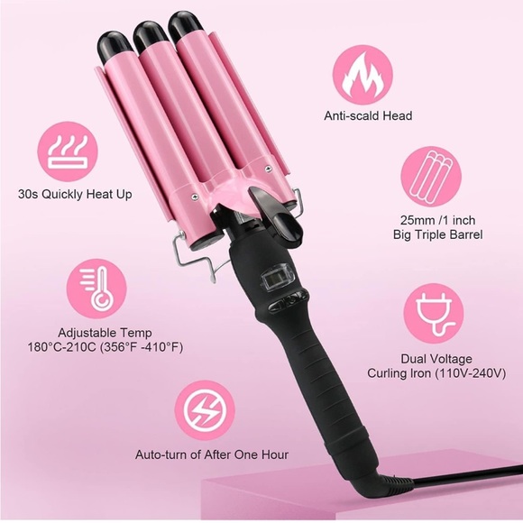 Aleath | Hair | Nwtaleath 3 Barrel Curling Iron Wand Dual Voltage Hair Crimper | Poshmark
